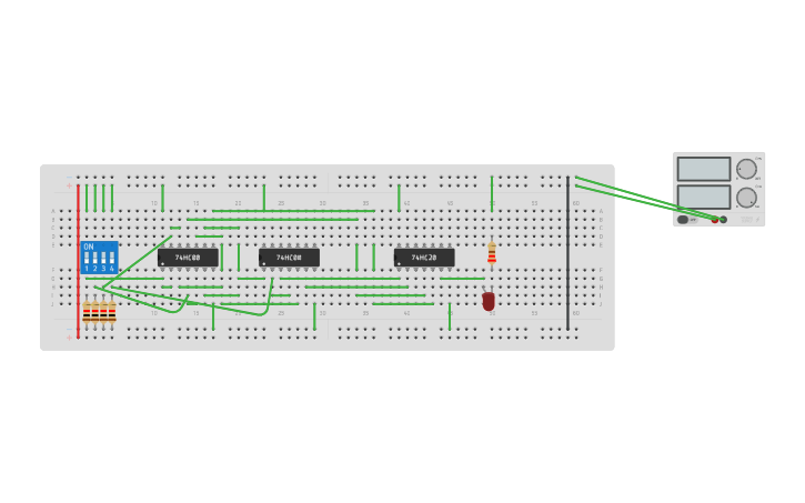 Circuit design Circuit for the Boolean =A'B'+A'D+B'D+C - Tinkercad