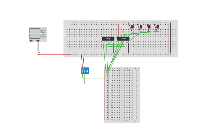 Circuit design 2 to 4 decoder - Tinkercad