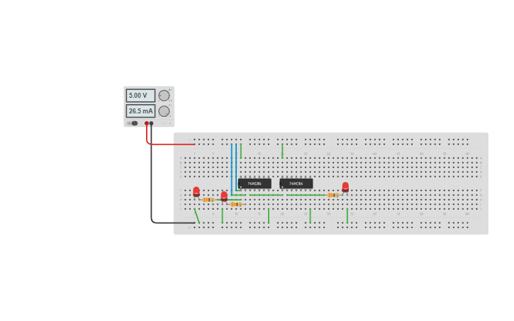 Circuit design XNOR GATE (USING 7486 AND 7404) - Tinkercad