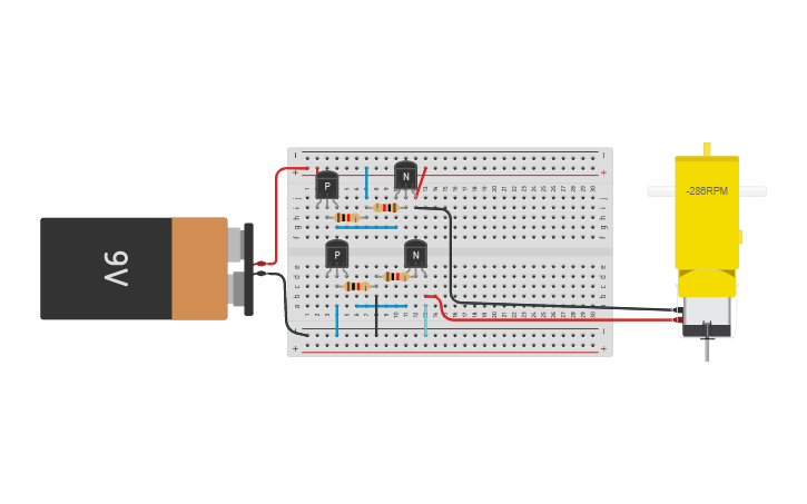 Circuit design Control motor using transistor - Tinkercad