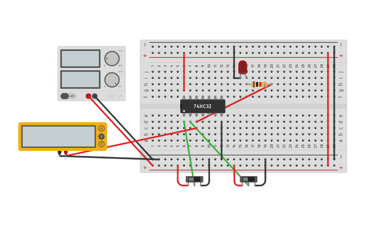 Circuit design 7432 QUAD OR GATE | Tinkercad