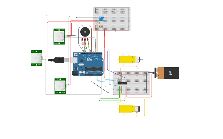 Circuit design 10MECH sumobot FULL circuit | Tinkercad