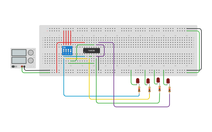 Circuit design Gray to Binary Converter using XOR Gate - Tinkercad