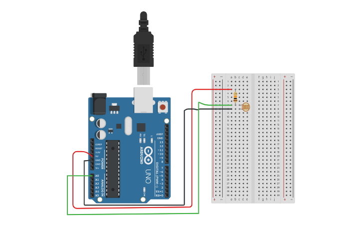 Circuit design LDR With arduino - Tinkercad
