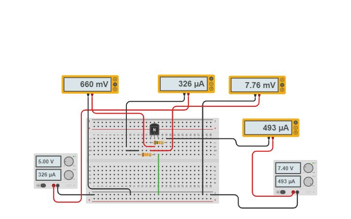 Circuit design transistor characteristic (output) | Tinkercad