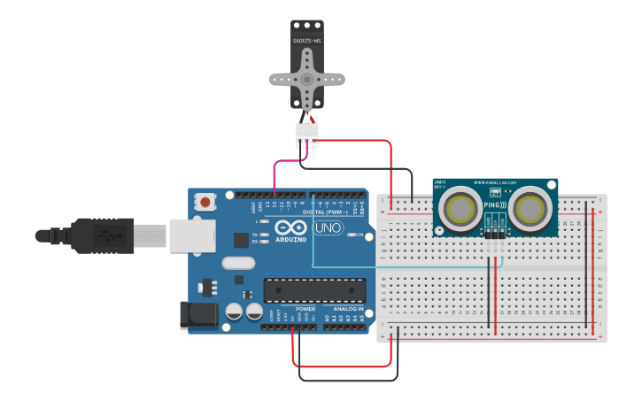 Circuit Design Servo Motor Controlado Mediante Sensor Ultrasonico