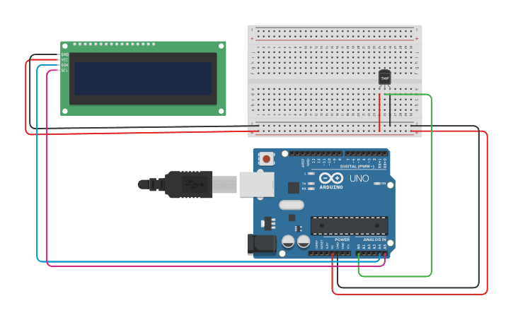 Circuit Design Arduino Based Project Temperature Detection Tinkercad
