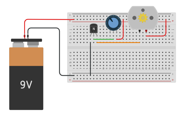Circuit design 6. Variación de velocidad Motor DC - Tinkercad