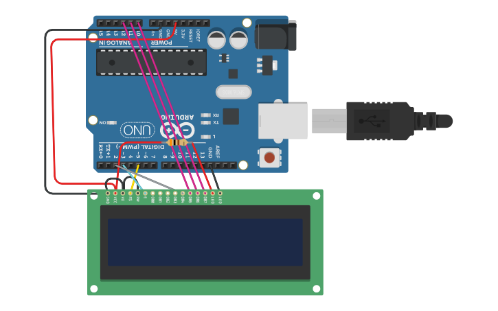 Circuit design LCD interfacing - Tinkercad