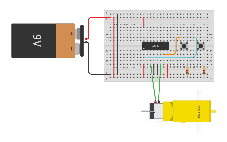 Circuit design L293D - Tinkercad