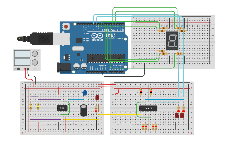 Circuit design Micro Proyecto, Contador. - Tinkercad