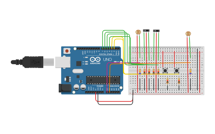 Circuit design Interfacing with ldr sensor | Tinkercad