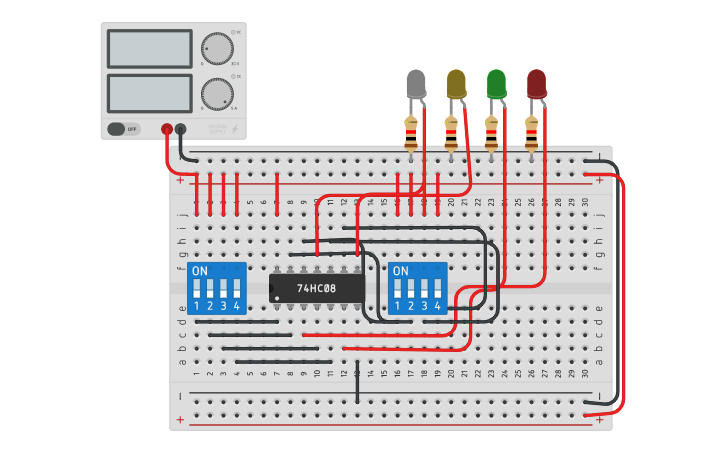 Circuit design QUAD TWO INPUT AND GATE - Tinkercad