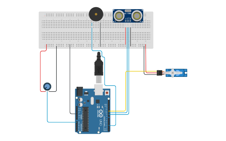 Circuit design Robotic Arm or Automated Door | Tinkercad