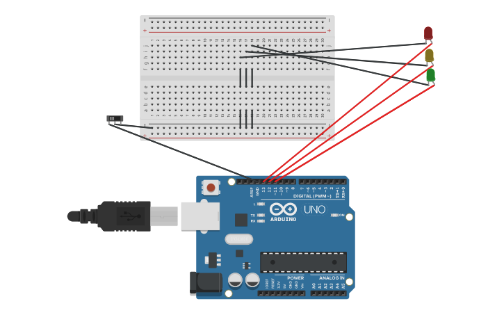Circuit design Traffic signal - Tinkercad