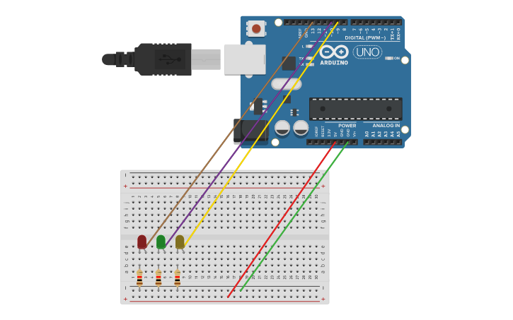 Circuit design Ejercicio - Secuencia de Luces | Tinkercad