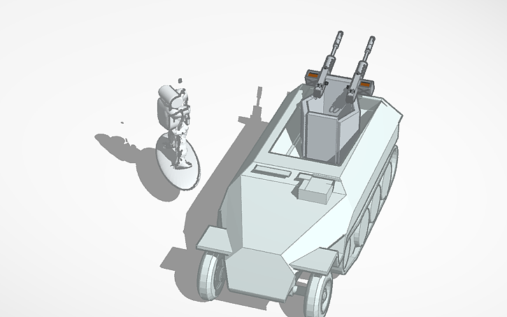 3D design Troop transport with a anti-aircraft machine gun - Tinkercad