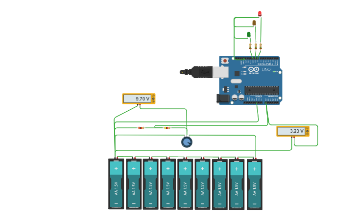 Circuit design Test charge batterie - Tinkercad