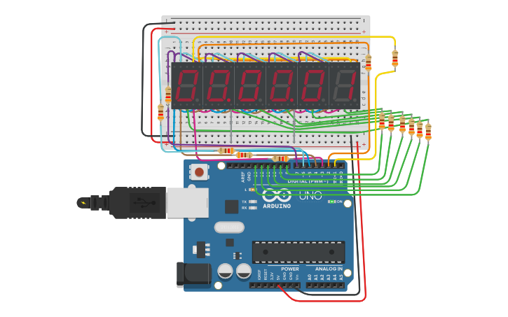 Circuit design reloj 24 hrs | Tinkercad