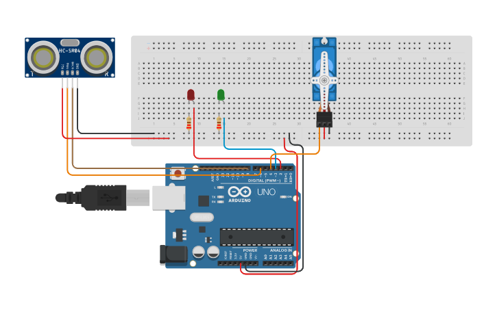 Circuit design Talanquera parqueadero - Tinkercad