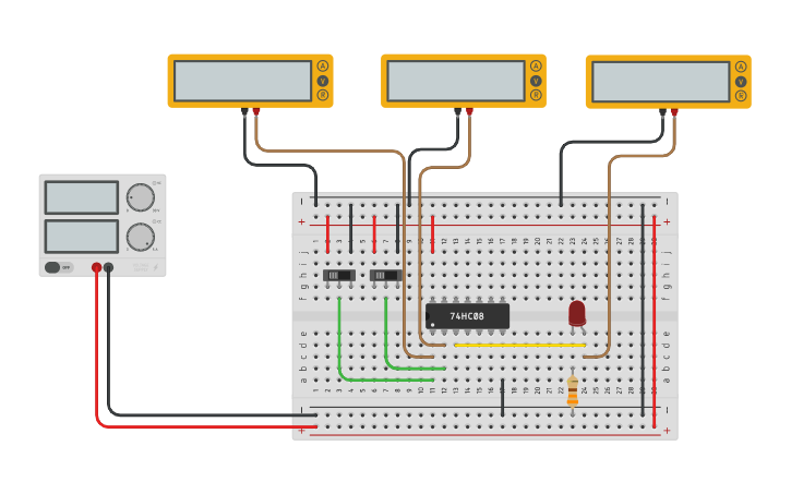 Circuit design porta logica AND | Tinkercad
