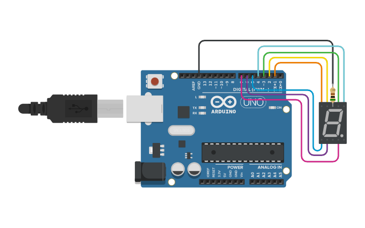 Circuit design ICT 9 Arduino 7 Segment Display | Tinkercad