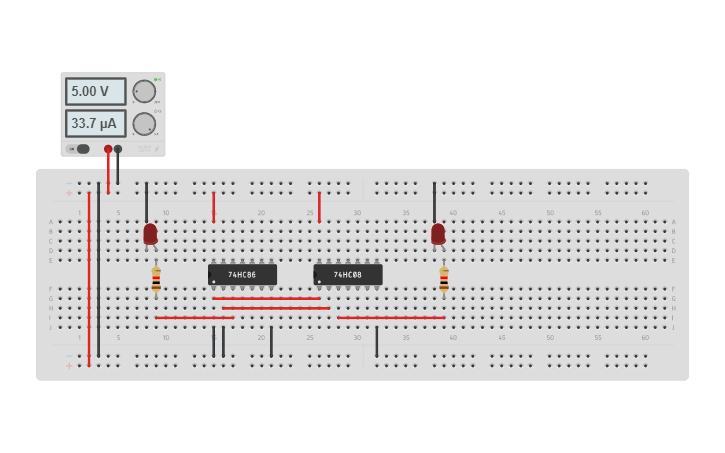 Circuit design Lab 2: Half Adder - Tinkercad