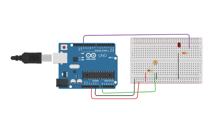Circuit design Prática 3 - LDR - Monitor Serial | Tinkercad