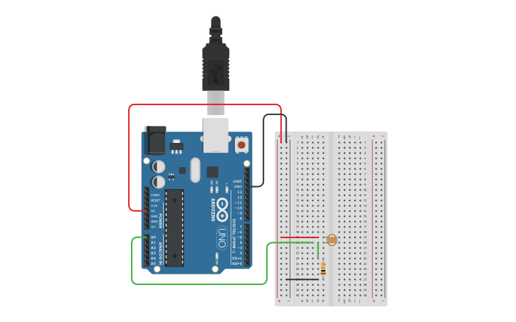 Circuit design LDR - Tinkercad