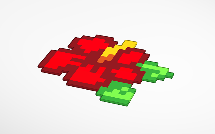 3D design Red Flower pixel art - Tinkercad