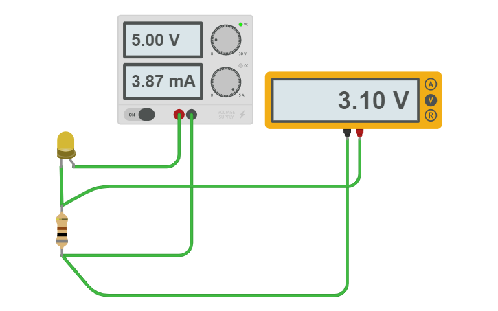 Circuit design LED-Resistor - Tinkercad