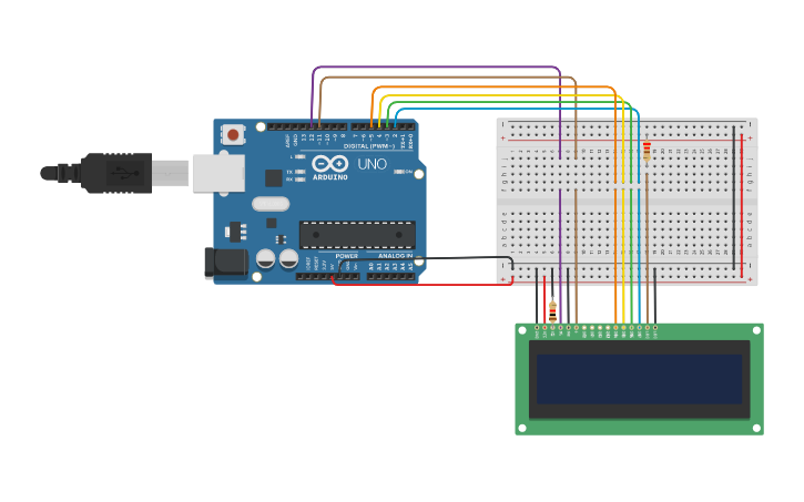 Circuit design Interfacing LCD Arduino Uno R3 project - Tinkercad Circuit design Interfacing LCD Arduino Uno R3 project - Tinkercad