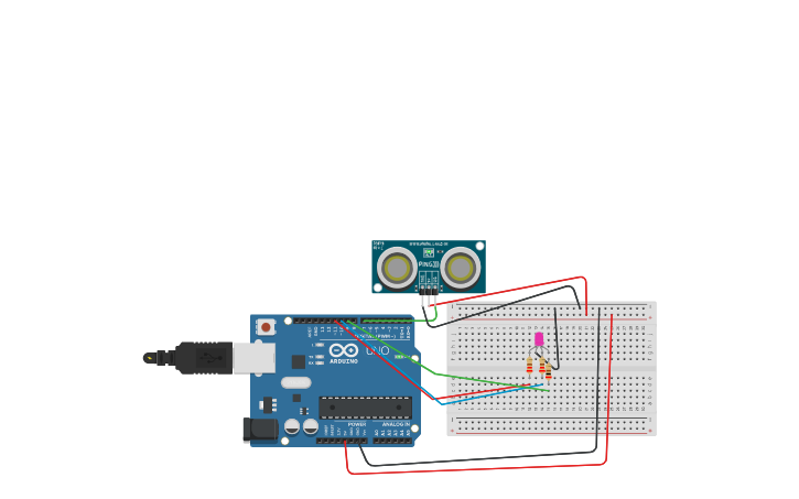 Circuit Design Ultrasonic Sensor And Rgb Led Tinkercad