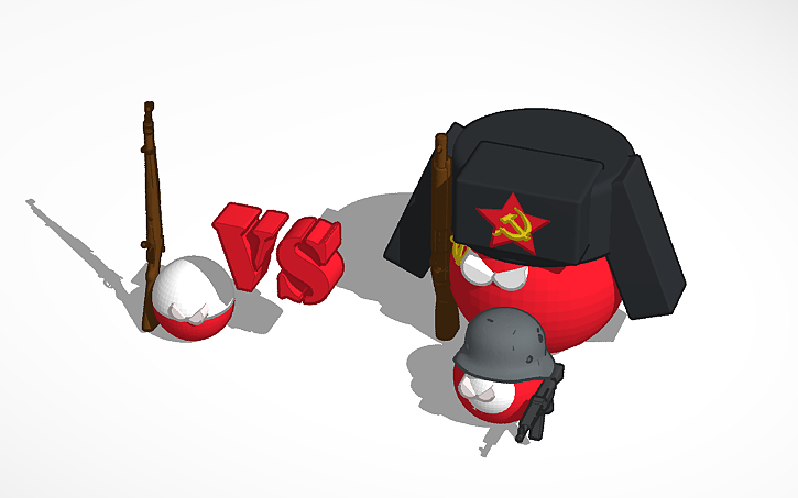 3D design invasion of poland: sovietball & WW2germanball vs polandball ...