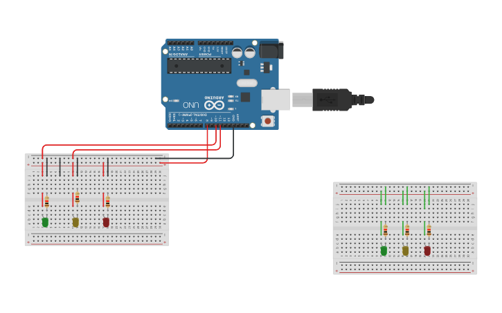 Circuit design Programando LEDS con Arduino - Tinkercad