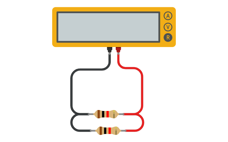 Circuit design Weerstand in parallel meten | Tinkercad