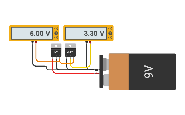 Circuit design Regulador de tensão - Tinkercad Circuit design Regulador de tensão - Tinkercad