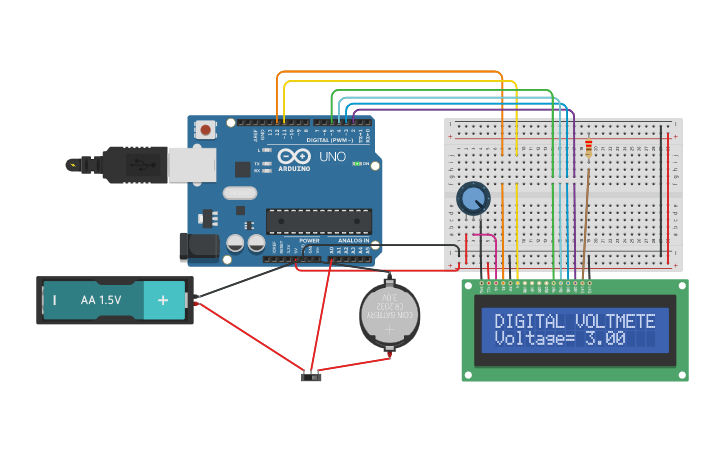 Circuit Design Volt Meter Tinkercad