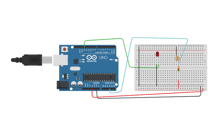Circuit design Sensor de Luz LDR (Light Dependent Resistor) - Tinkercad