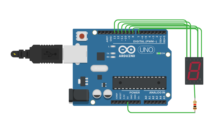 Circuit design Display de 7 segmentos | Tinkercad Circuit design Display de 7 segmentos | Tinkercad
