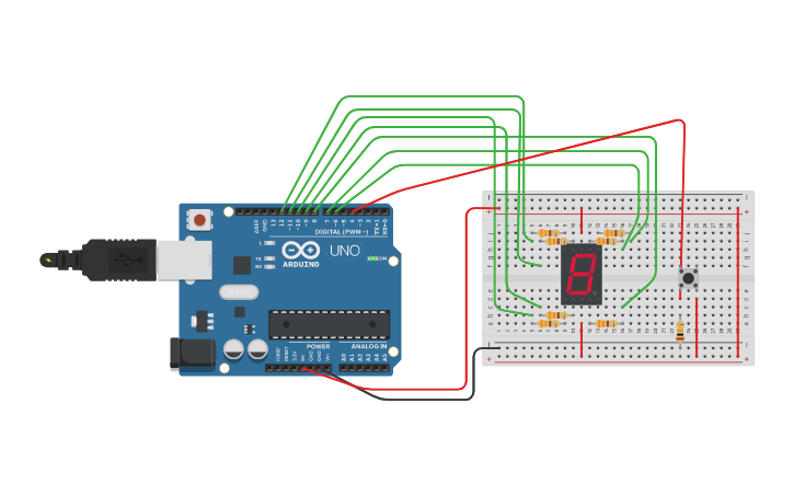 Circuit design 7 Segment Display - Tinkercad