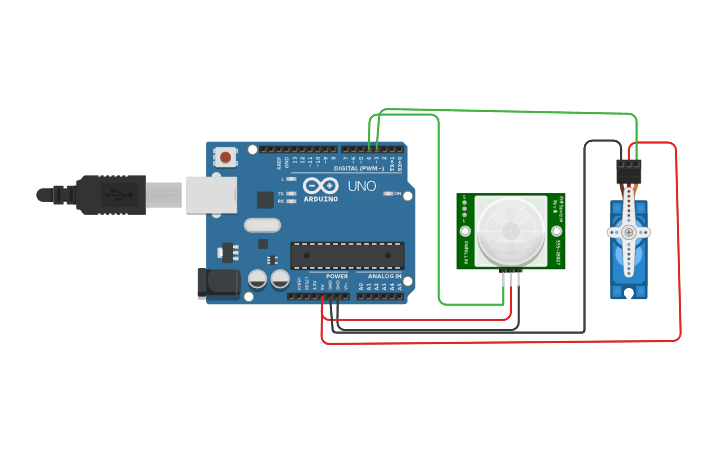 Circuit design home automation-smart door - Tinkercad