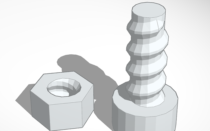 3D design nut and bolt - Tinkercad