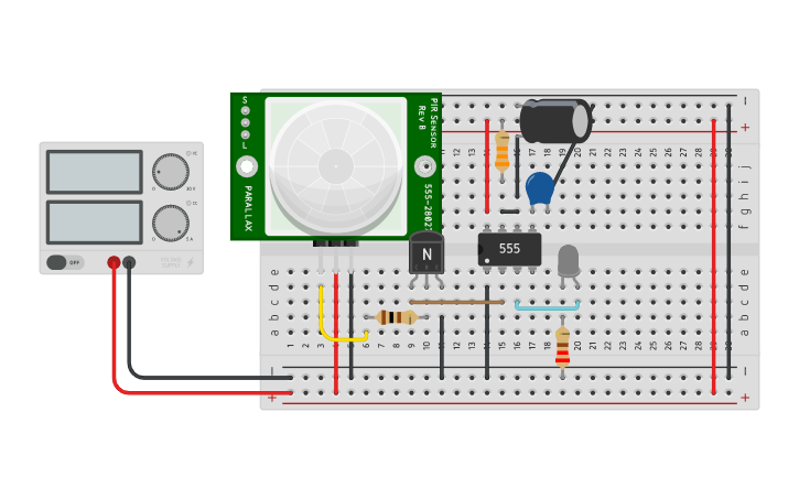 Circuit Design Motion Detector Tinkercad