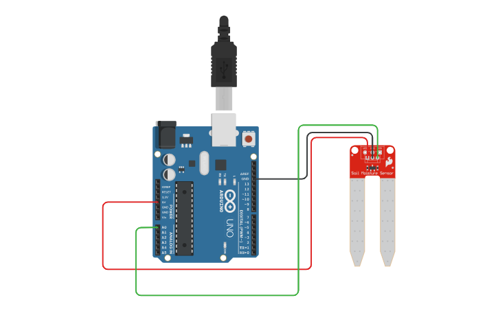 Circuit design sensor de humedad - Tinkercad Circuit design sensor de humedad - Tinkercad