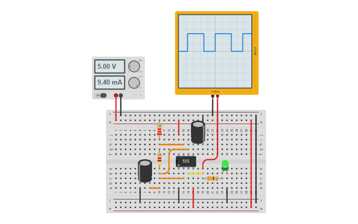 Circuit design Circuito Astable con LM555 | Tinkercad