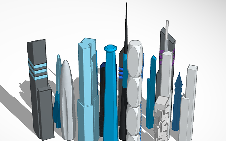 3D design Futuristic builidngs, made mostly by NanoRay - Tinkercad
