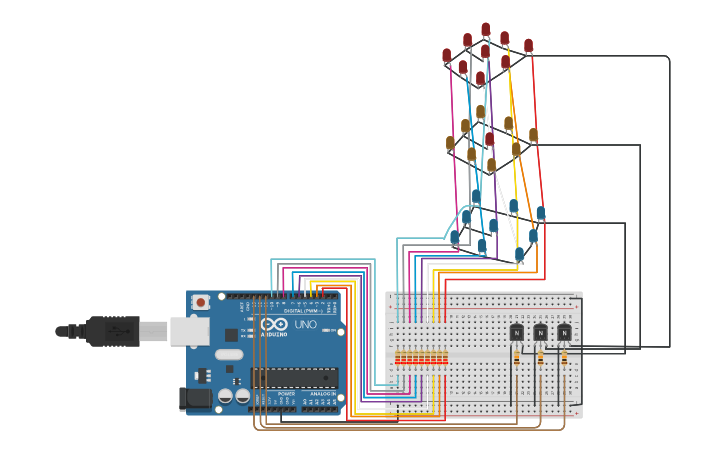 Circuit design Cuadro de leds 3x3x3 | Tinkercad