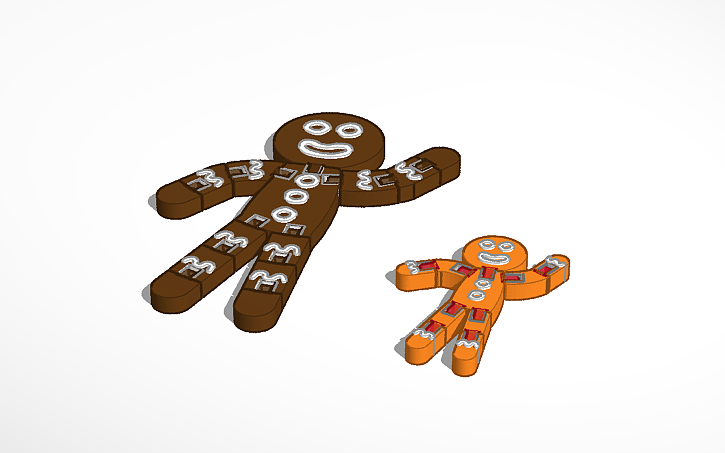 3D design Articulated Print in Place Gingerbread Man - Tinkercad