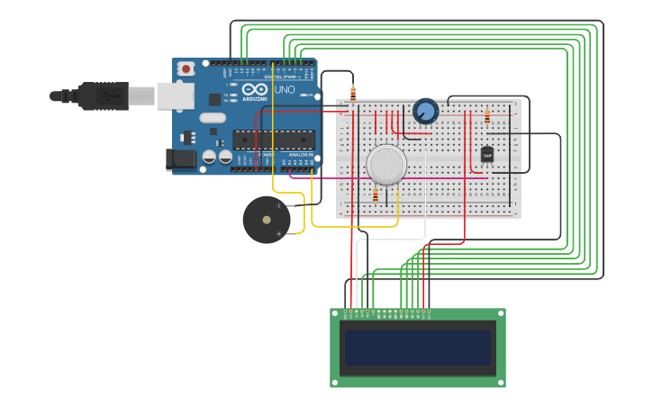 Circuit Design Temp And Gas Sensor Tinkercad
